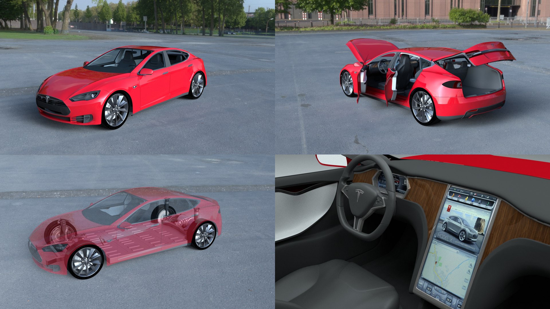 3d Model Tesla S Interior Modeled