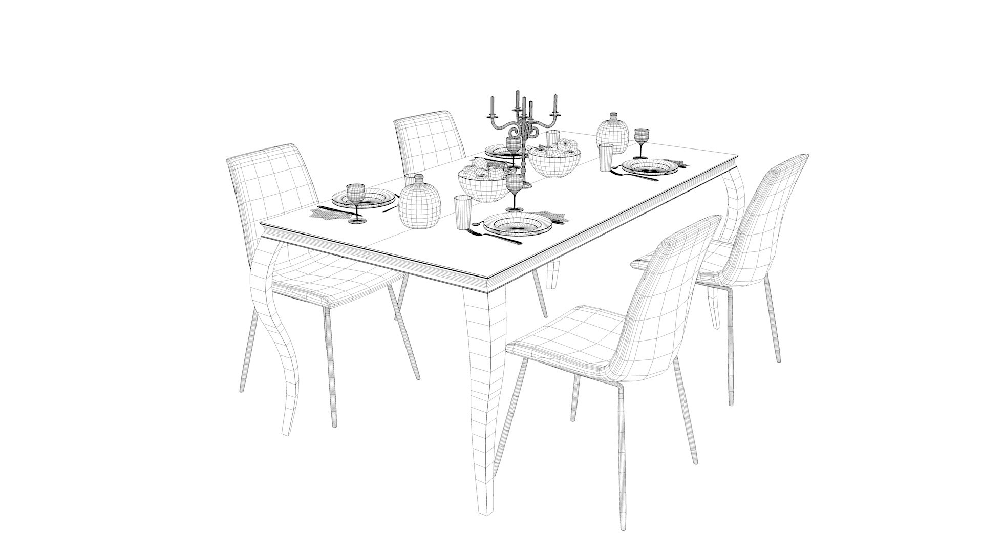 Dining Table Set 01 3D Model - TurboSquid 2021404