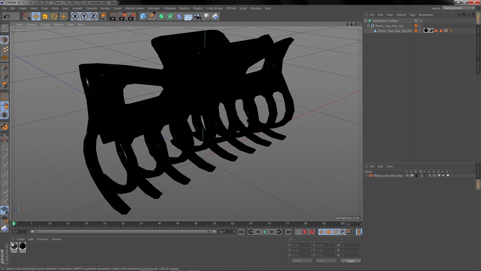 3D Plastic Claw Hair Clip - TurboSquid 2117329