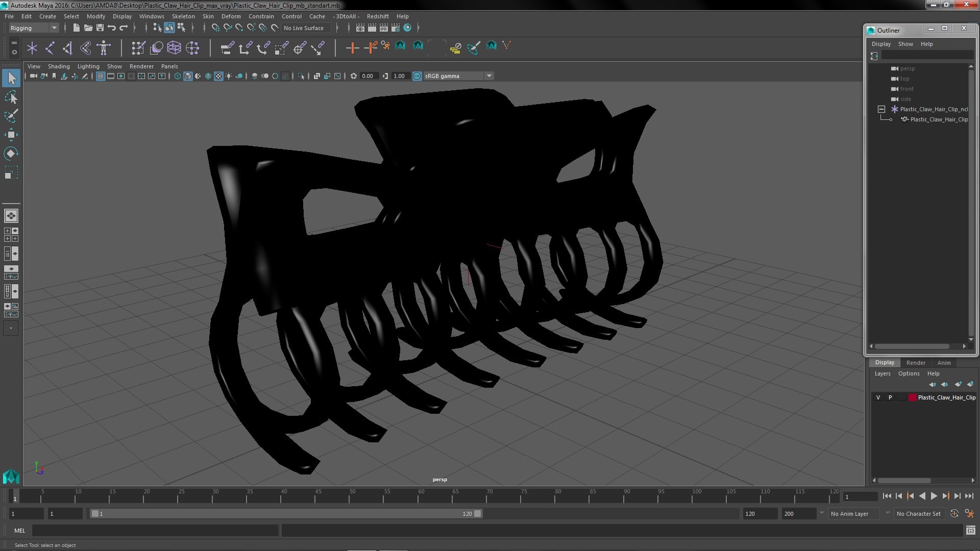 3D Plastic Claw Hair Clip - TurboSquid 2117329