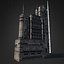 3d model of low-poly sci-fi tower