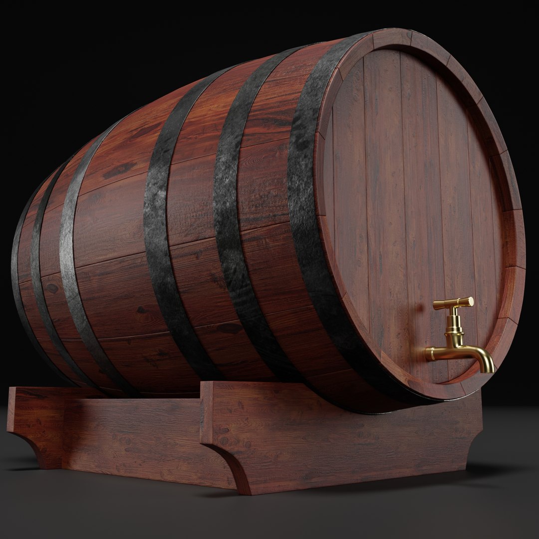 3D Wooden Barrel Model - TurboSquid 2105281