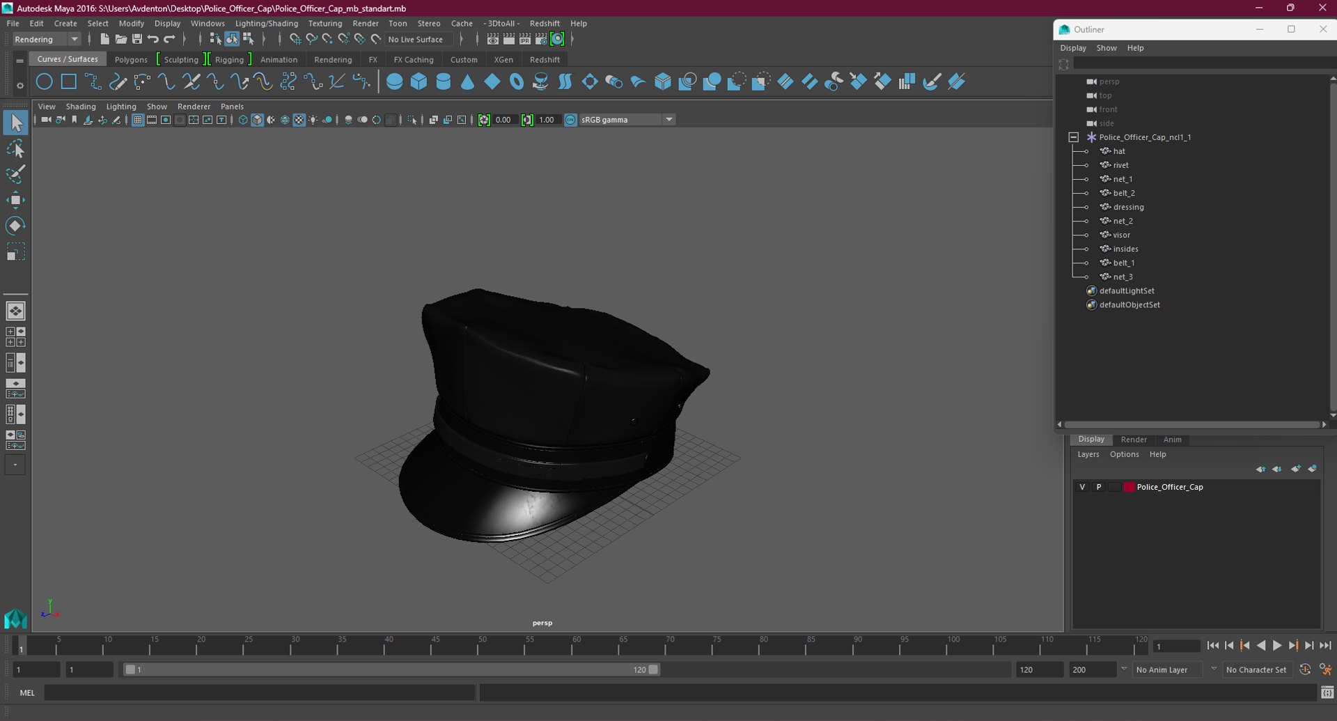 Police Officer Cap 3D Model - TurboSquid 2250027