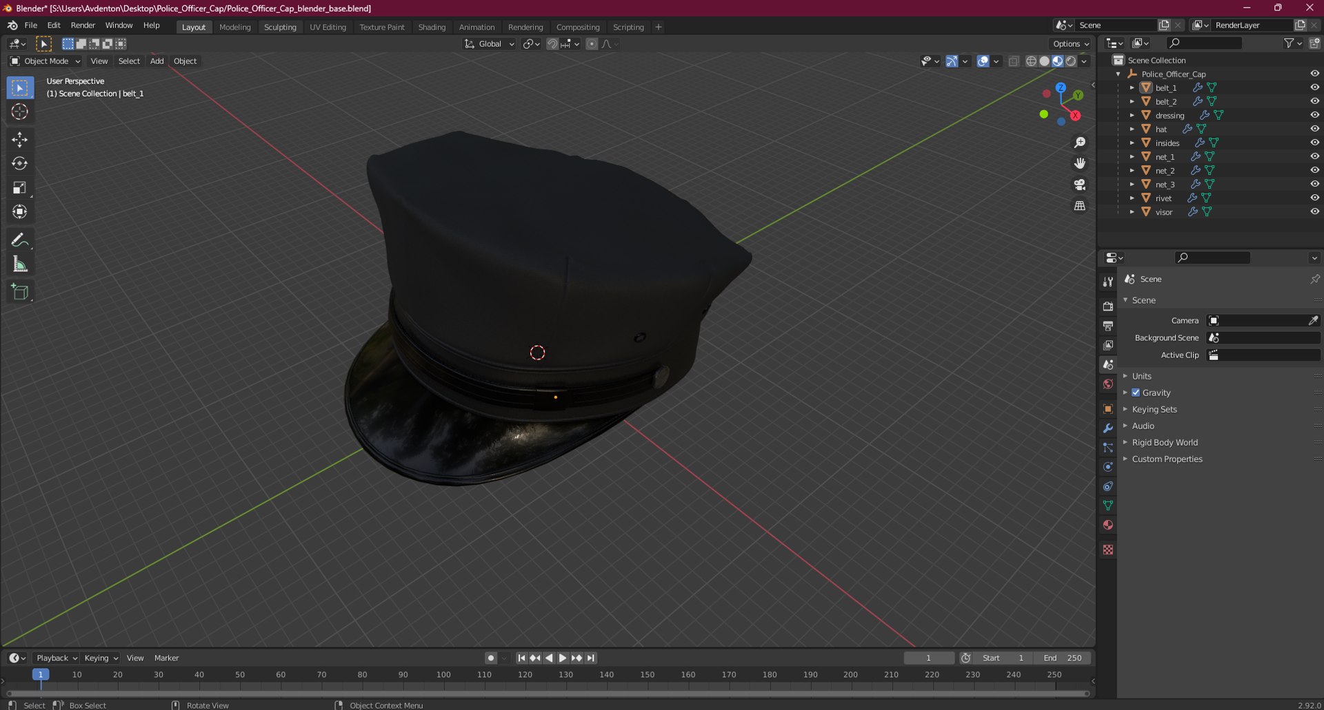 Police Officer Cap 3D Model - TurboSquid 2250027