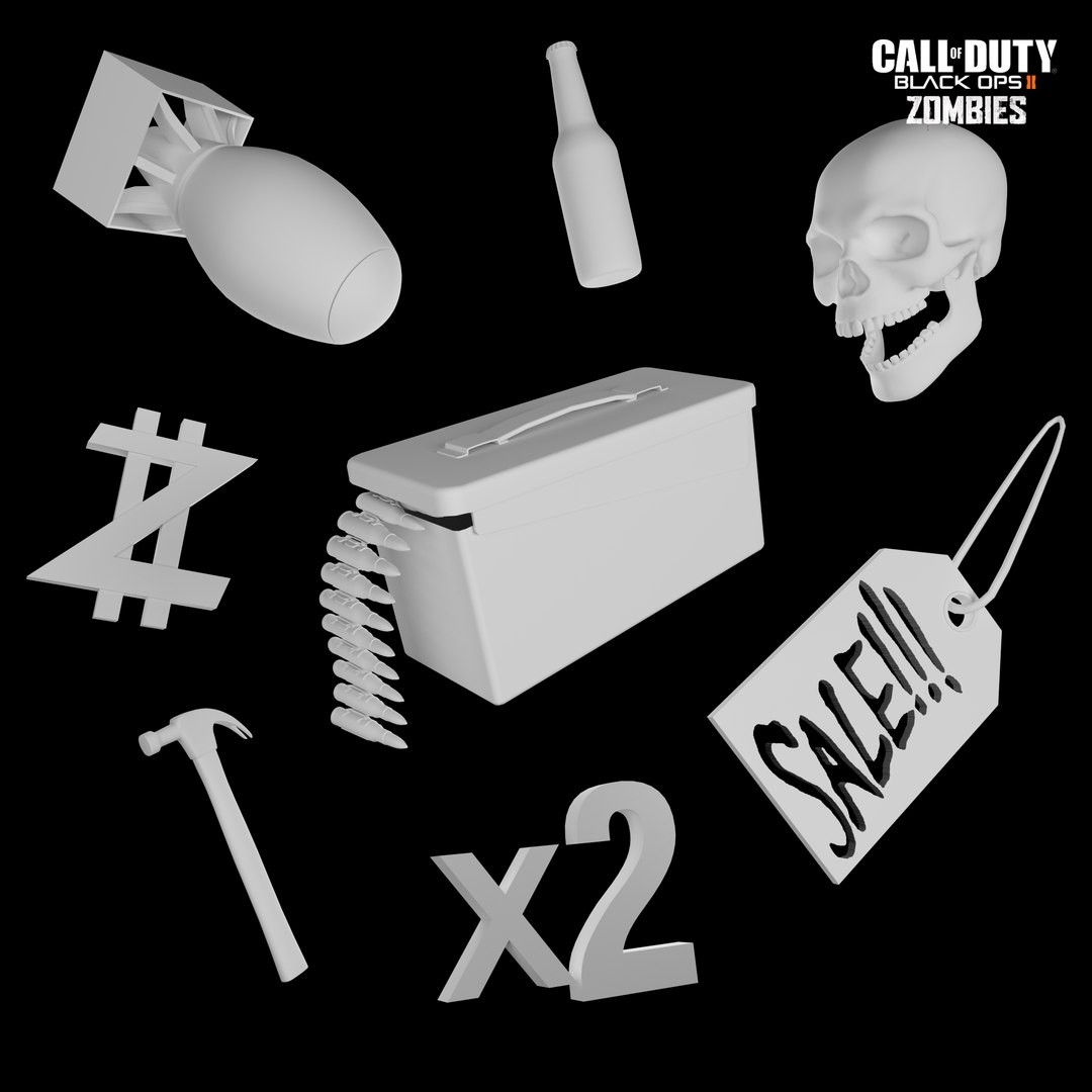 Call Of Duty Black Ops II Zombies Power-Ups Pack Model - TurboSquid 2289936