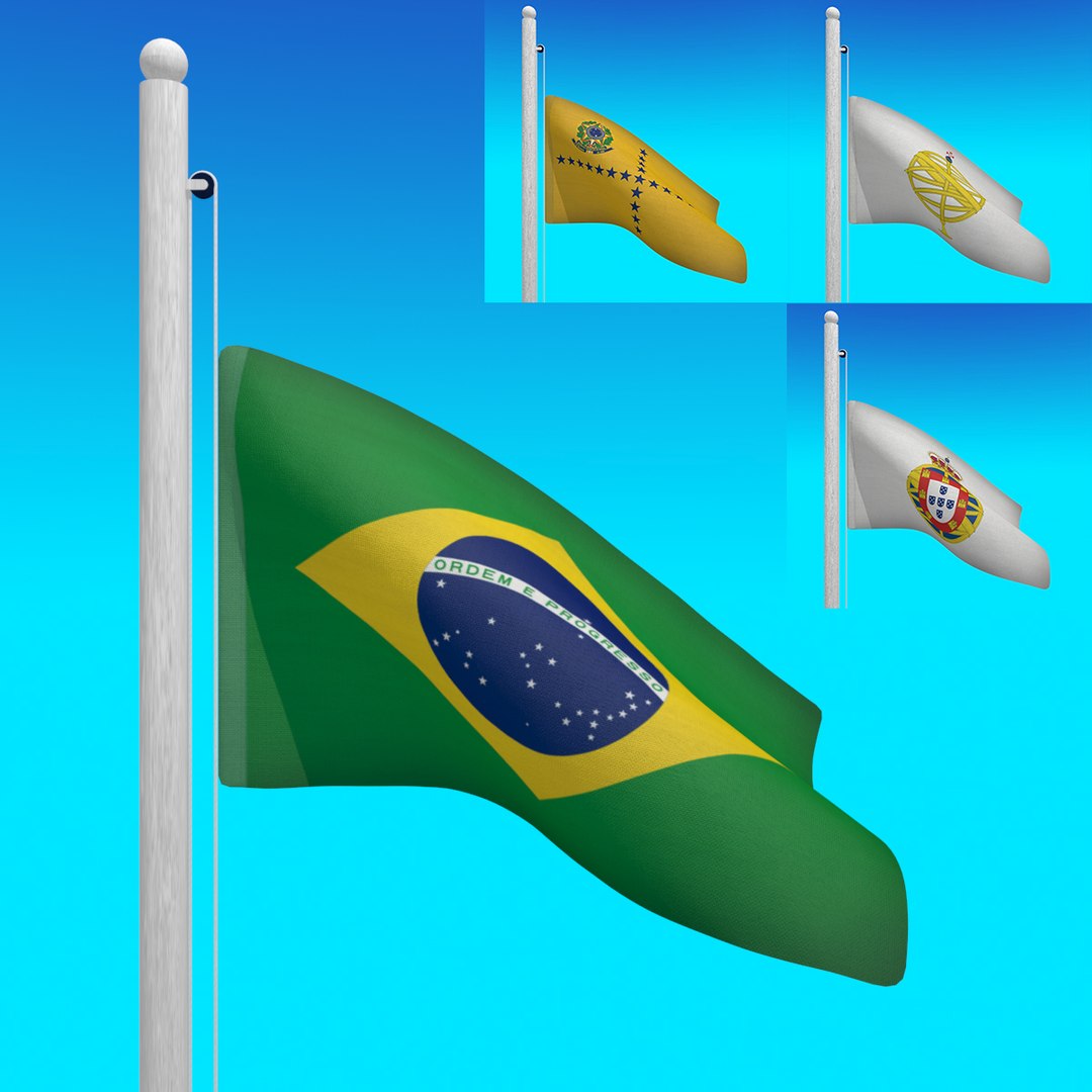 3d model flags brazil
