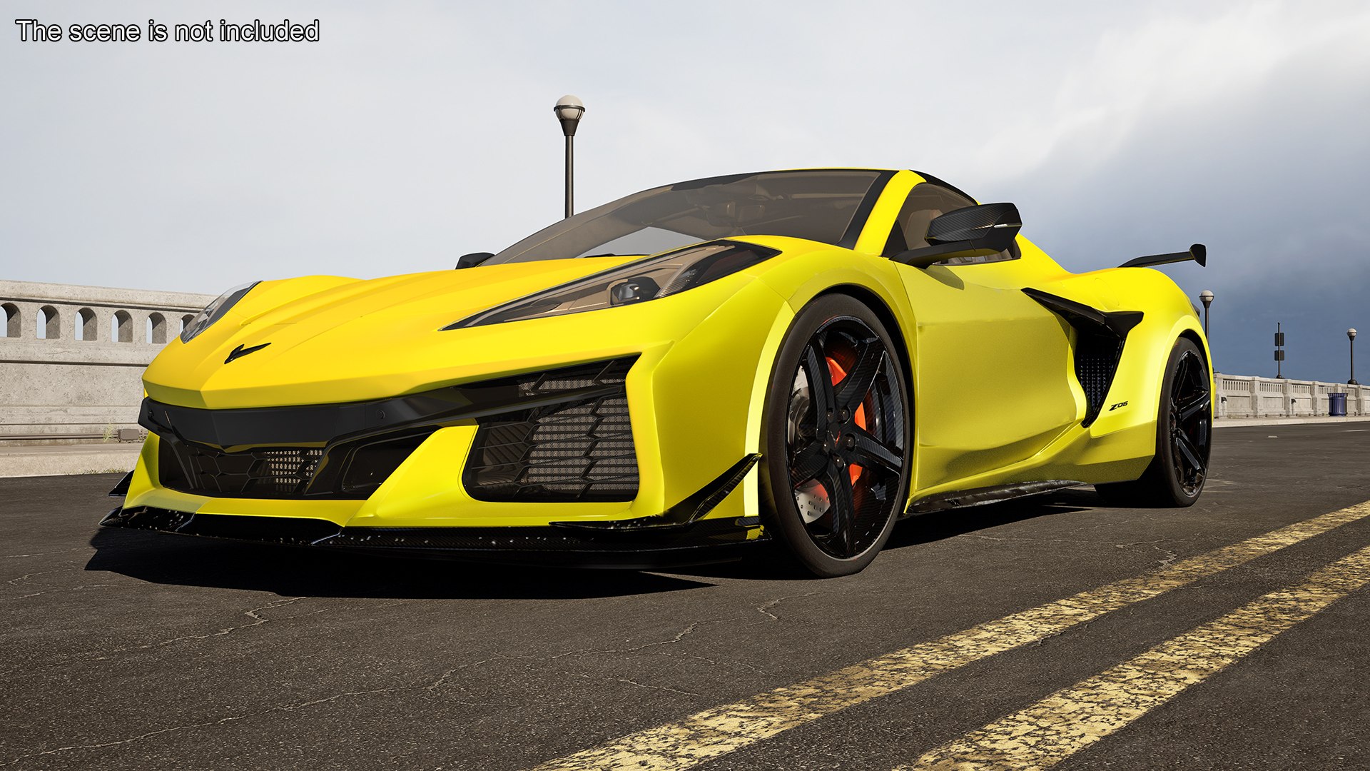 Yellow Chevy Corvette Z06 2023 Coupe Rigged for Cinema 4D model ...