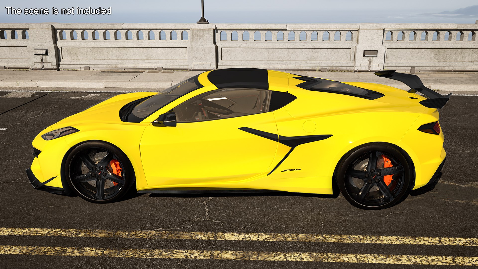 Yellow Chevy Corvette Z06 2023 Coupe Rigged for Cinema 4D model ...
