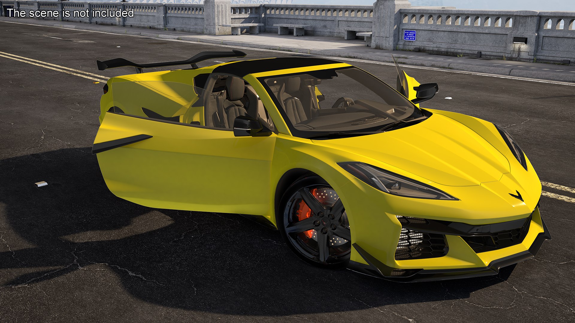 Yellow Chevy Corvette Z06 2023 Coupe Rigged for Cinema 4D model ...