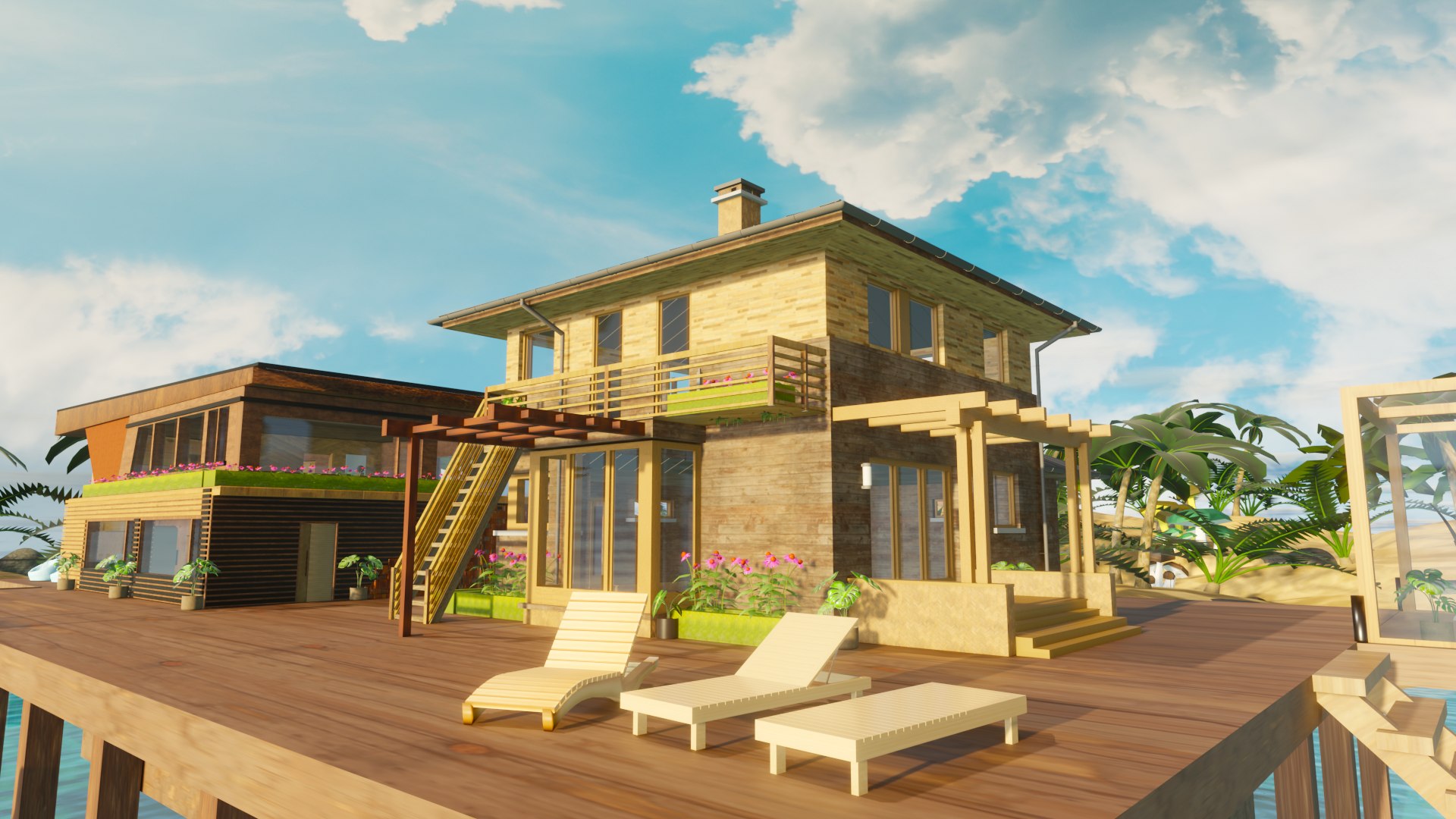 Luxurious Beachfront Villa With Beach 3D Model - TurboSquid 2186455