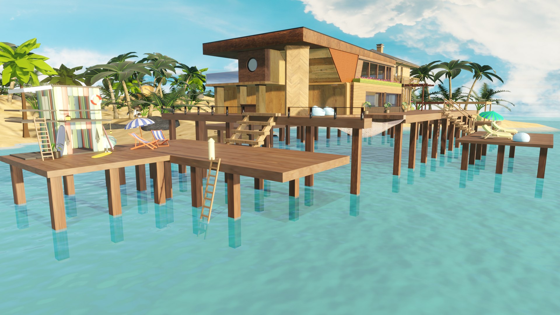 Luxurious Beachfront Villa With Beach 3D Model - TurboSquid 2186455
