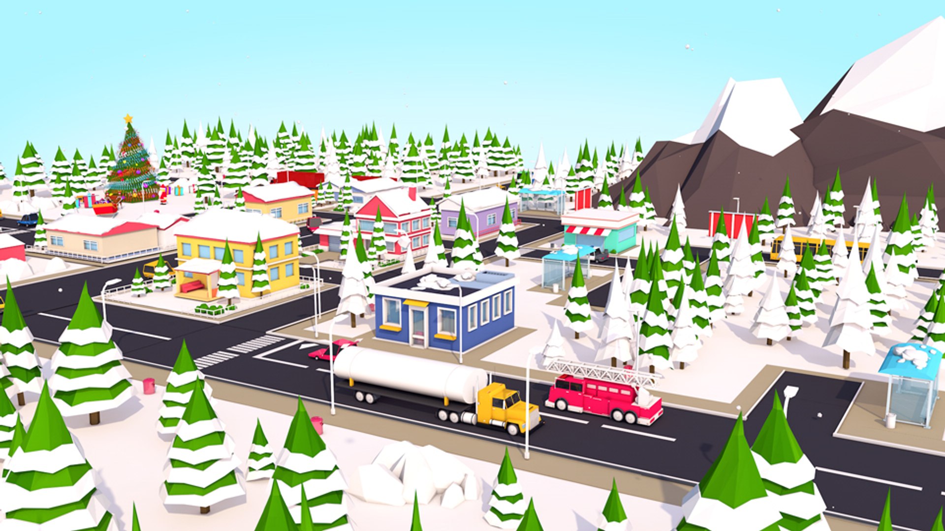 Cartoon Christmas City Pack Model - TurboSquid 1231025
