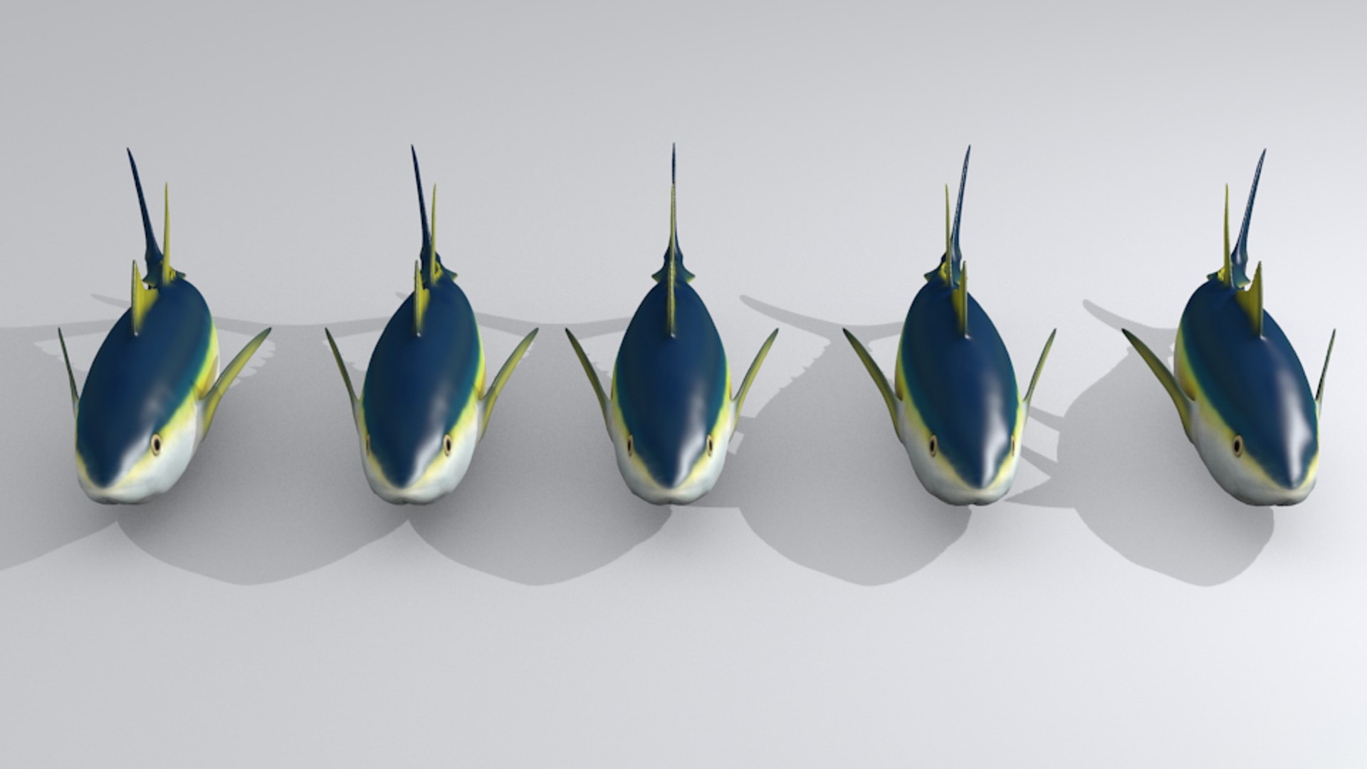 3d Model Of Beautiful Yellowfin Tuna Poses