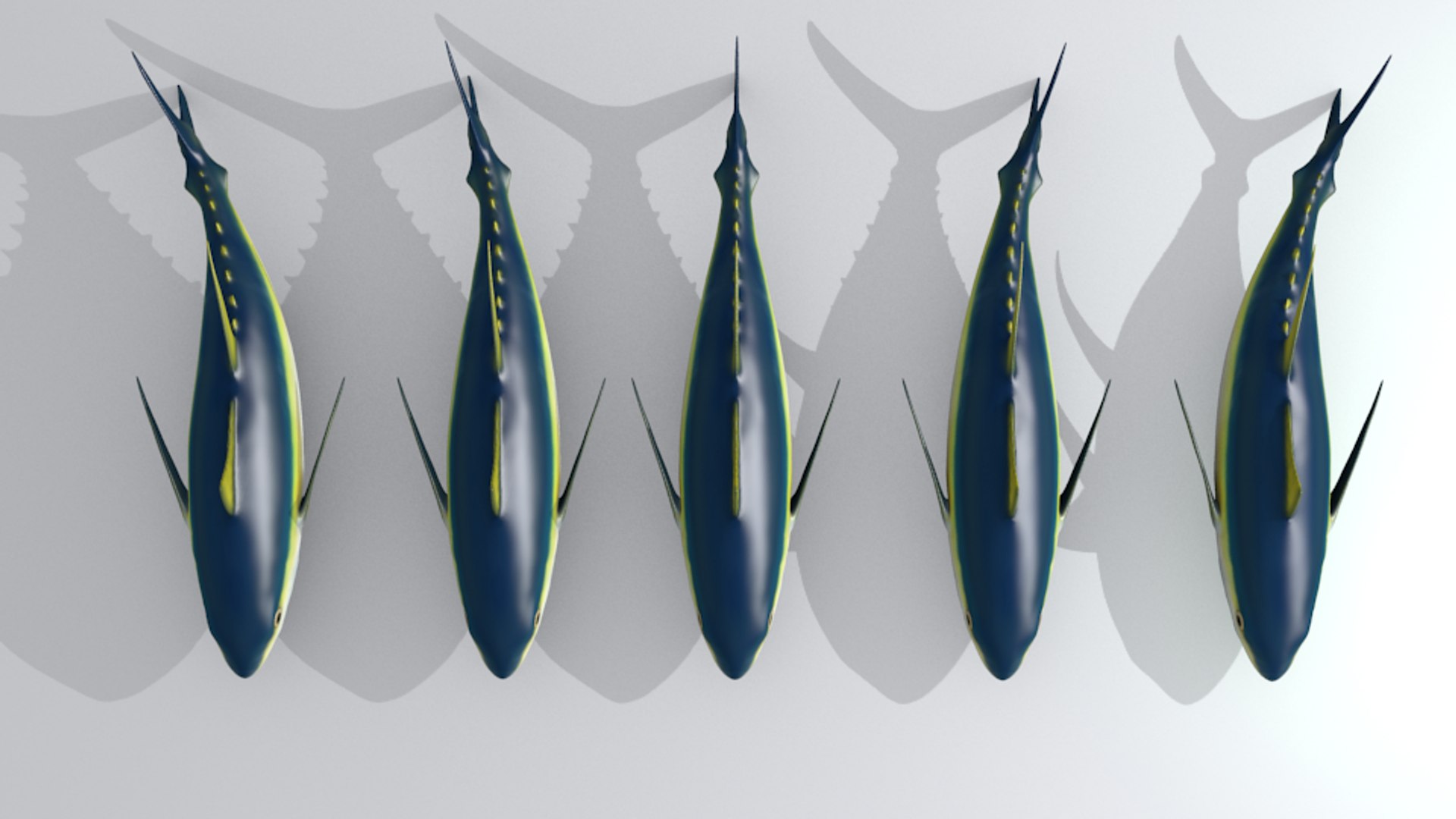 3d Model Of Beautiful Yellowfin Tuna Poses
