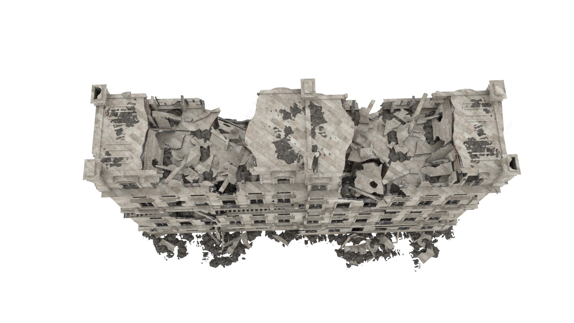 3D Detailed Ruined Building A5 Model - TurboSquid 1840763