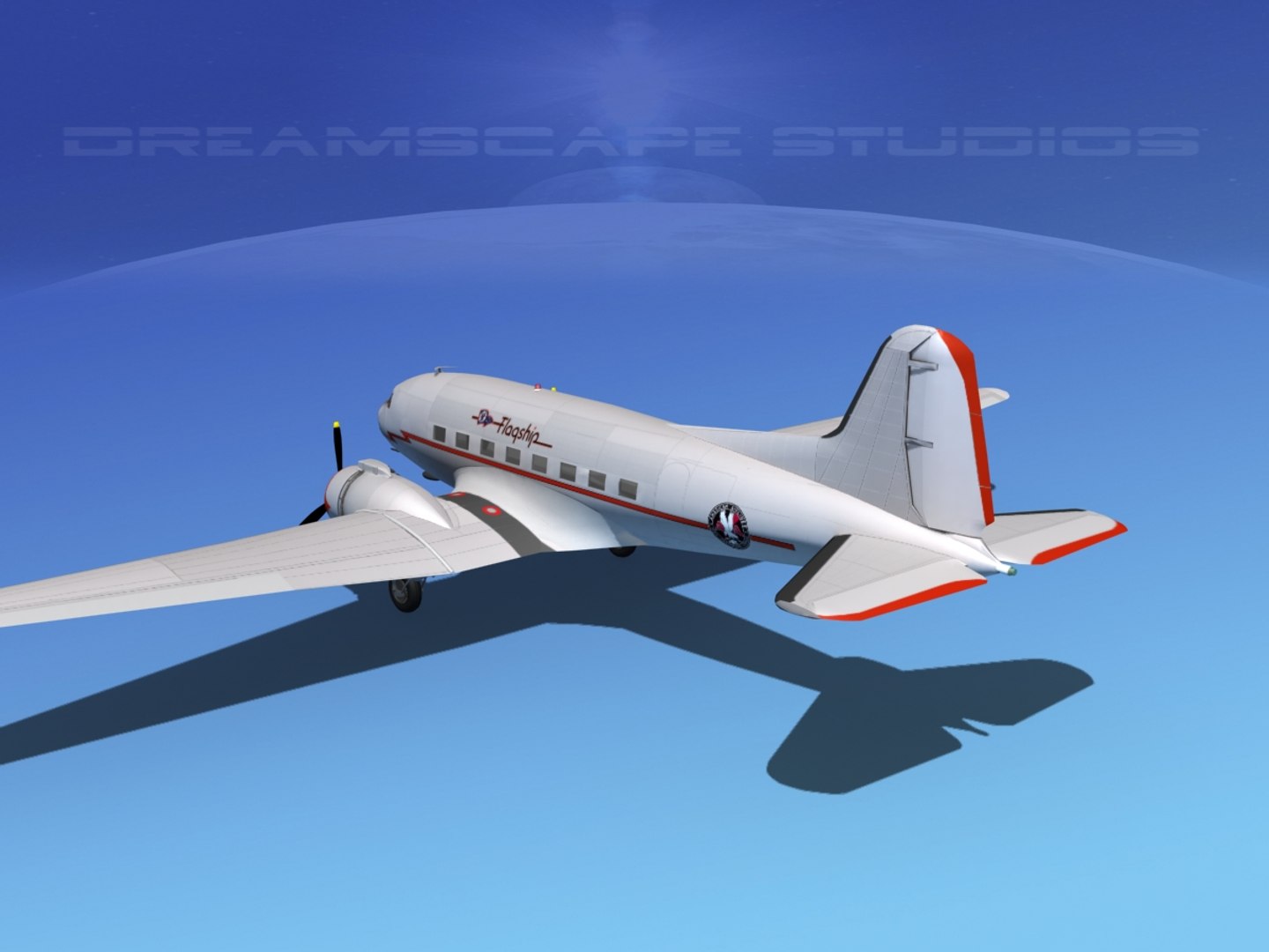 3d dc-3 airliners douglas model