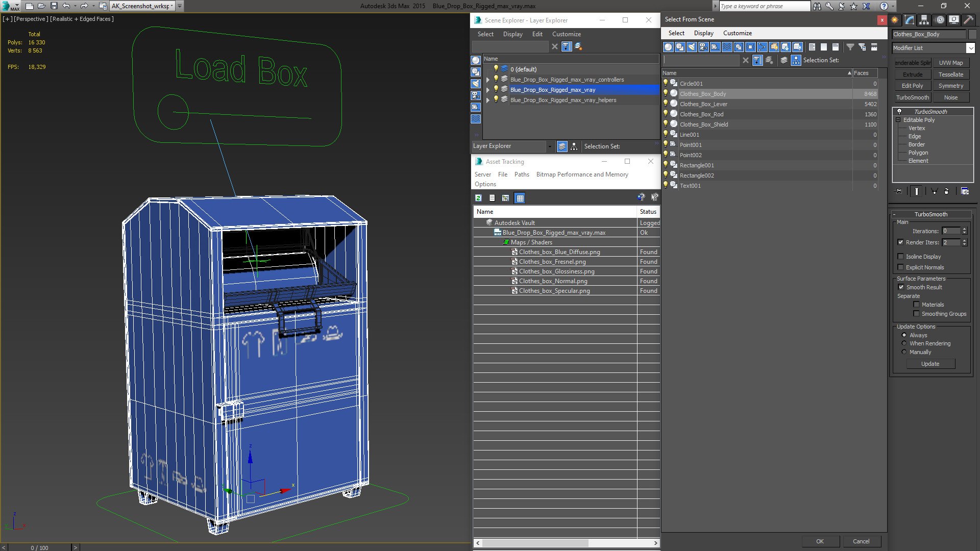 Blue Drop Box Rigged 3D - TurboSquid 2051006