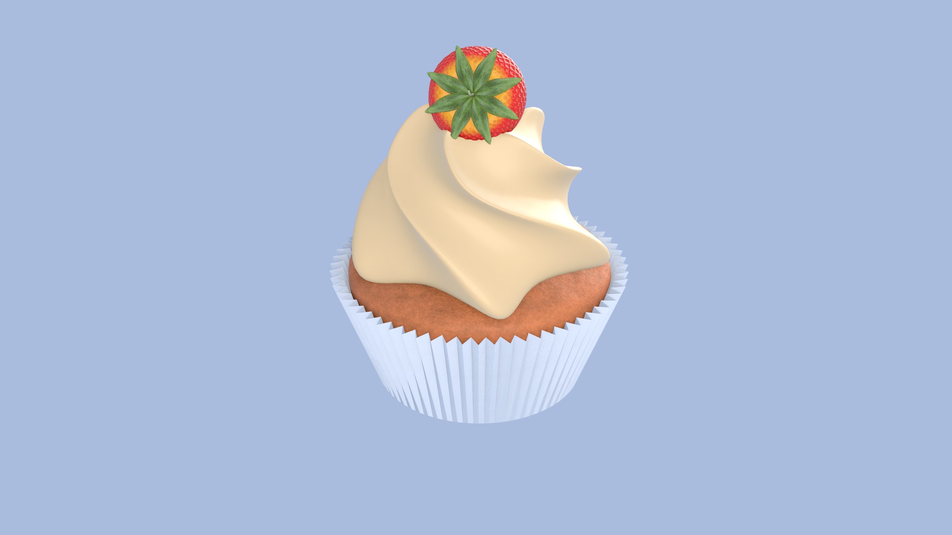 Strawberry Cream Cupcake model - TurboSquid 2062168