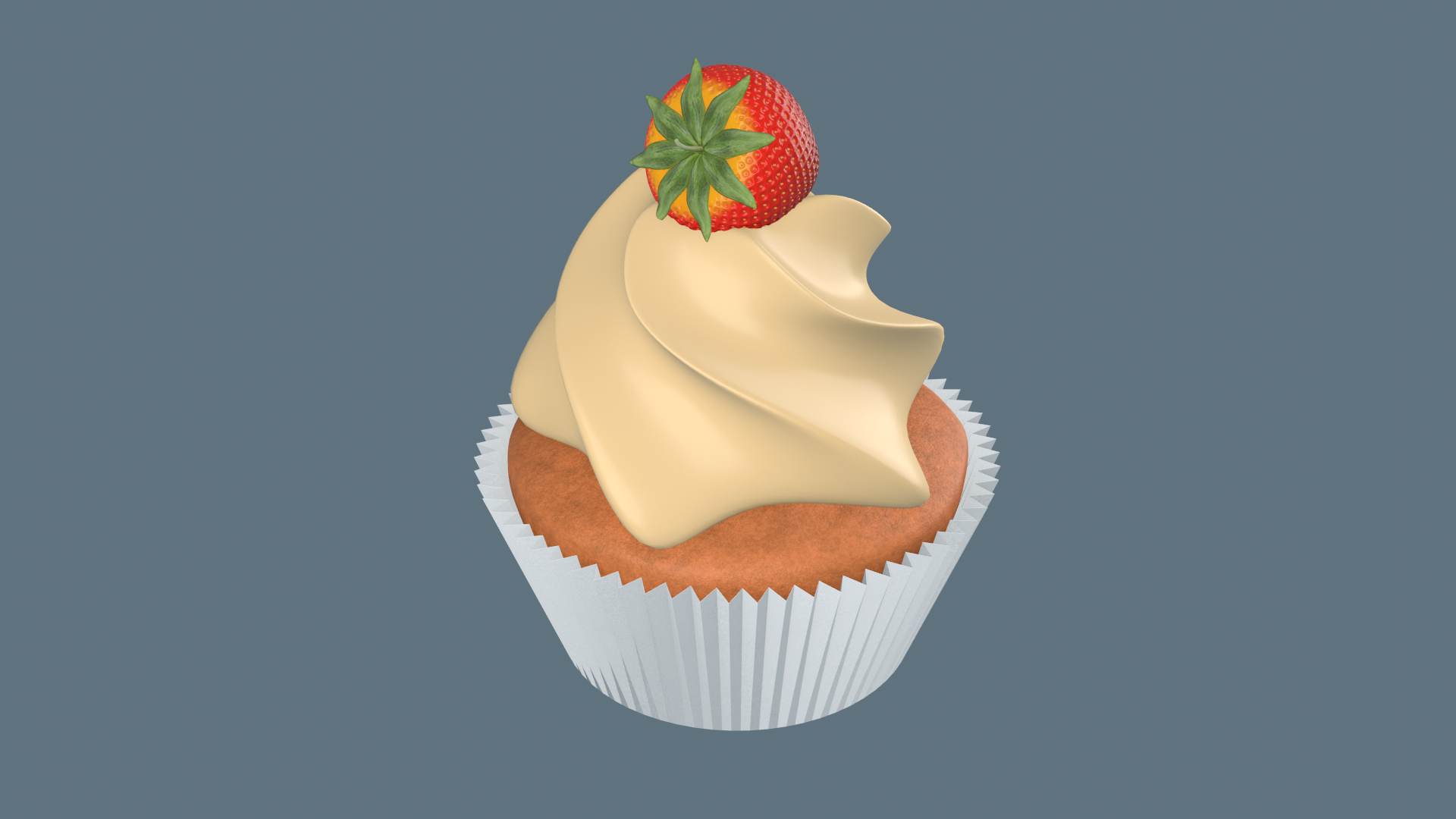 Strawberry Cream Cupcake Model - TurboSquid 2062168