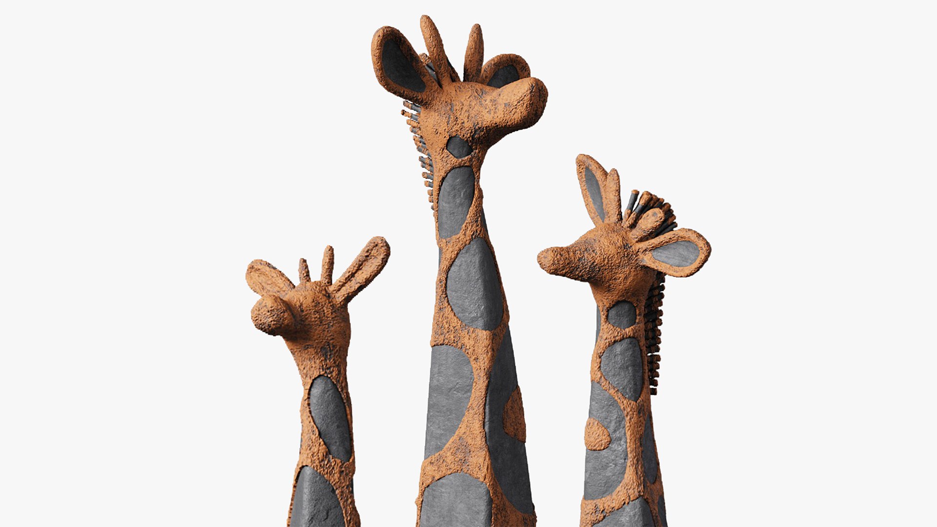 3D Model Sculpture In Clay Giraffes - TurboSquid 2084223