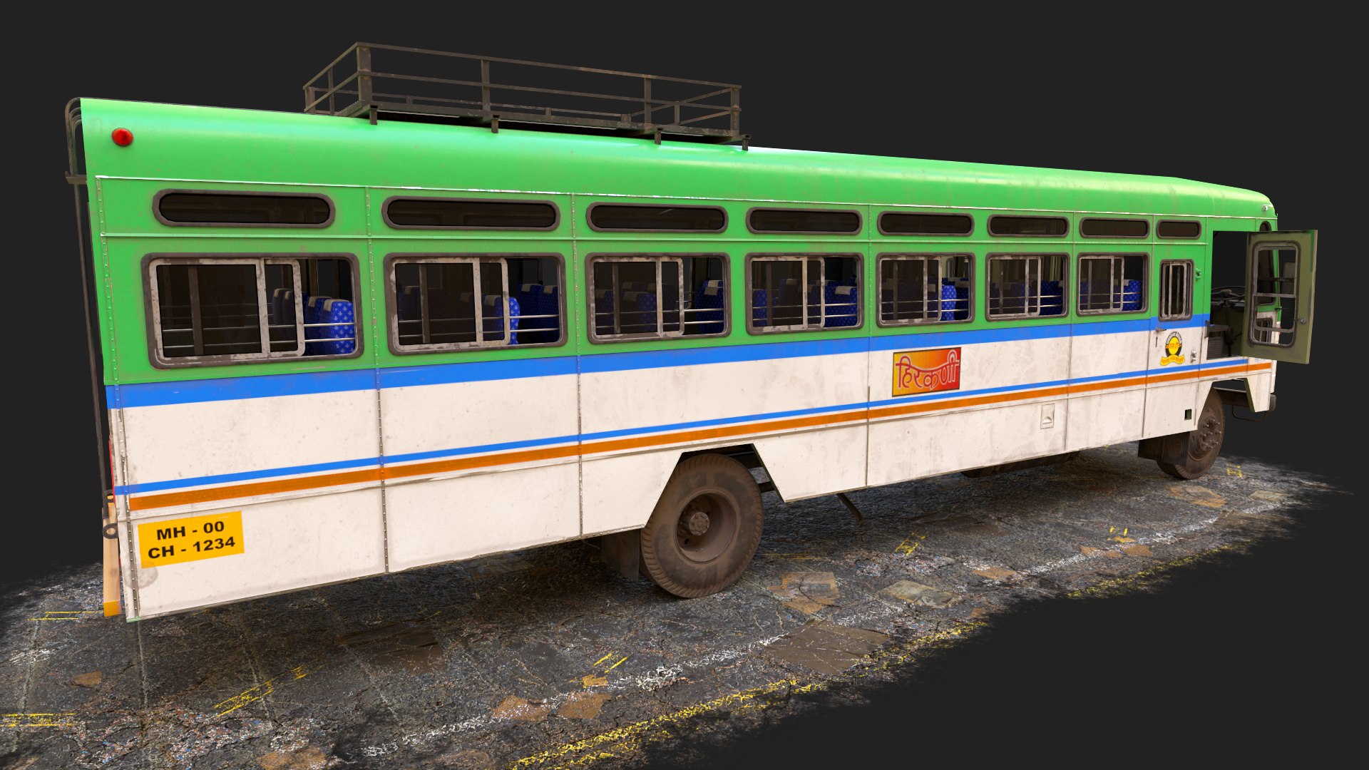 3D Indian Bus V1 Old Green White Used Model - TurboSquid 2286405