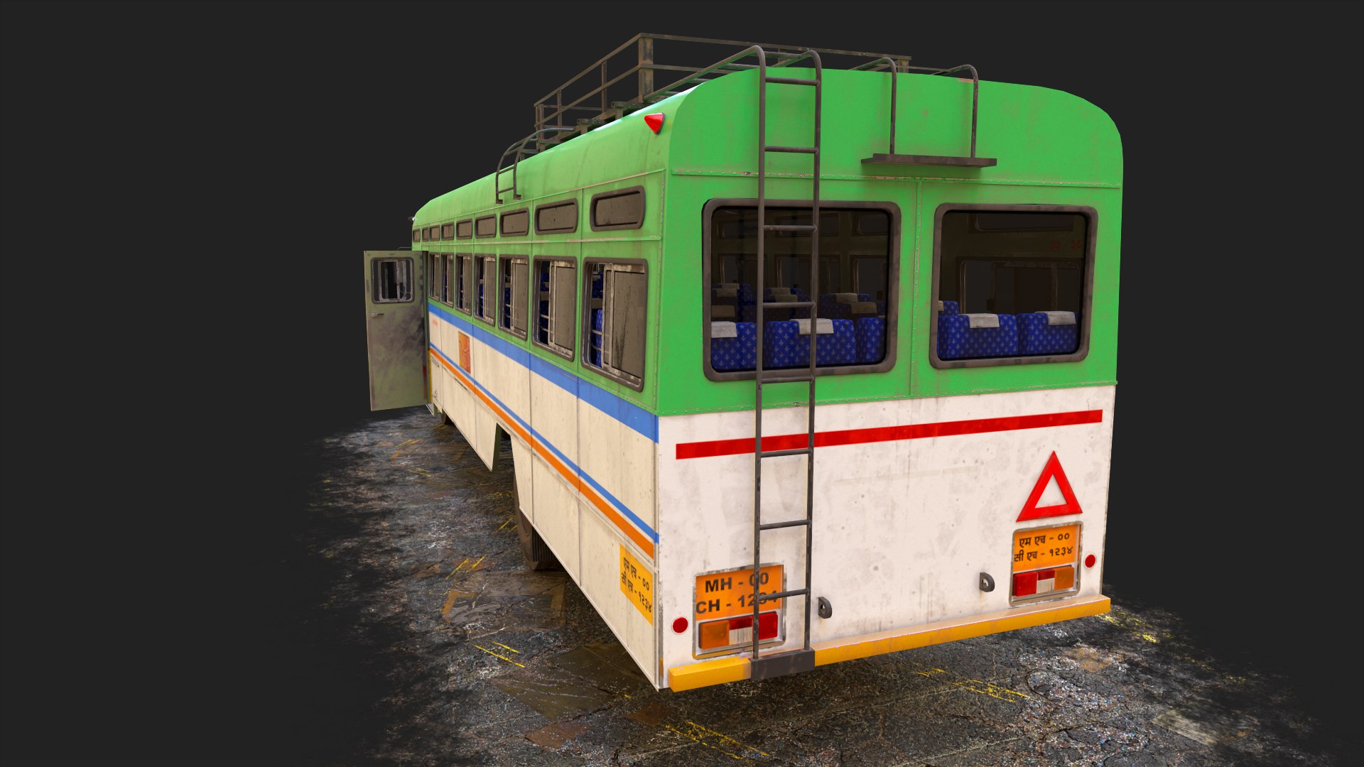 3D Indian Bus V1 Old Green White Used Model - TurboSquid 2286405