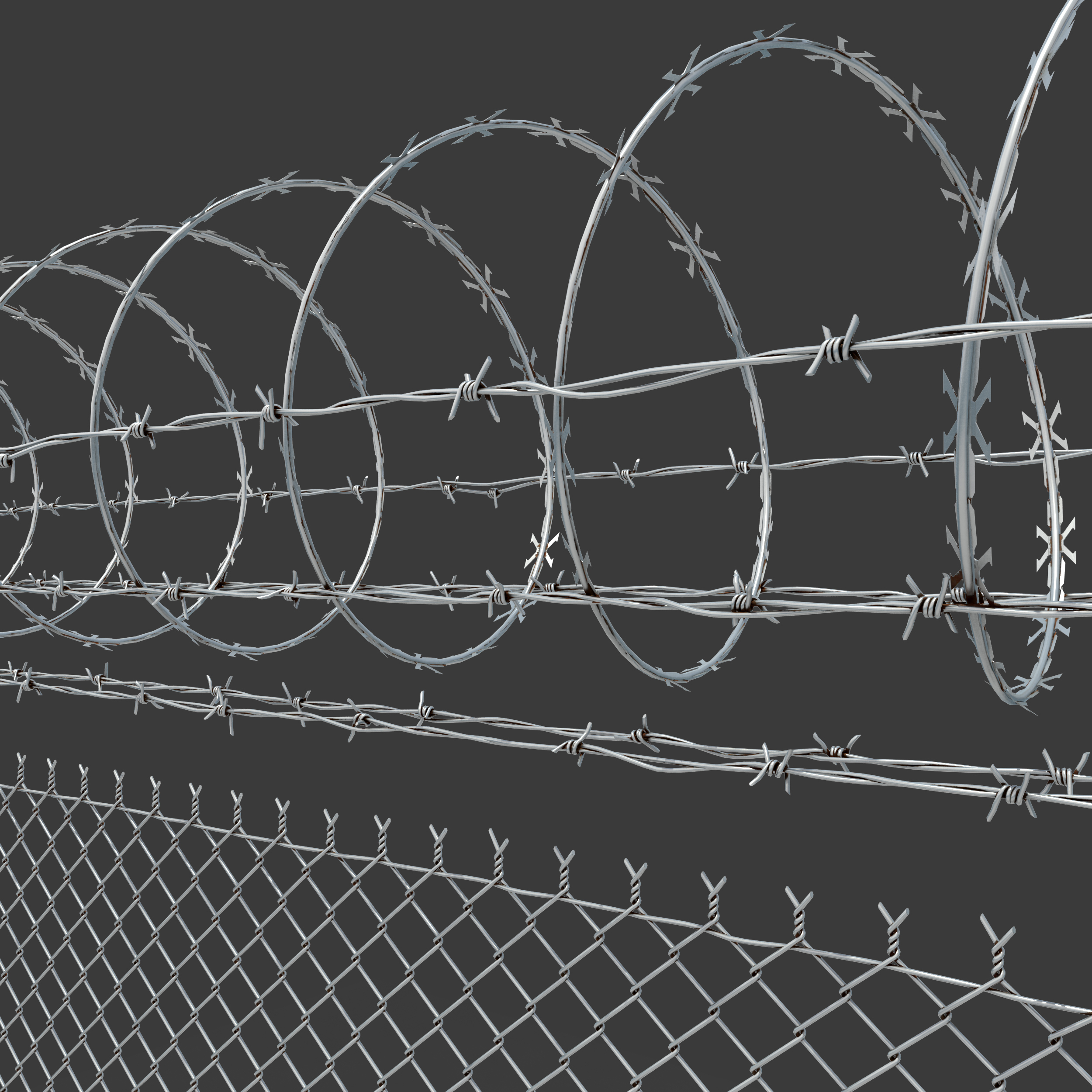 Barbed wire fence 3D model - TurboSquid 1230652