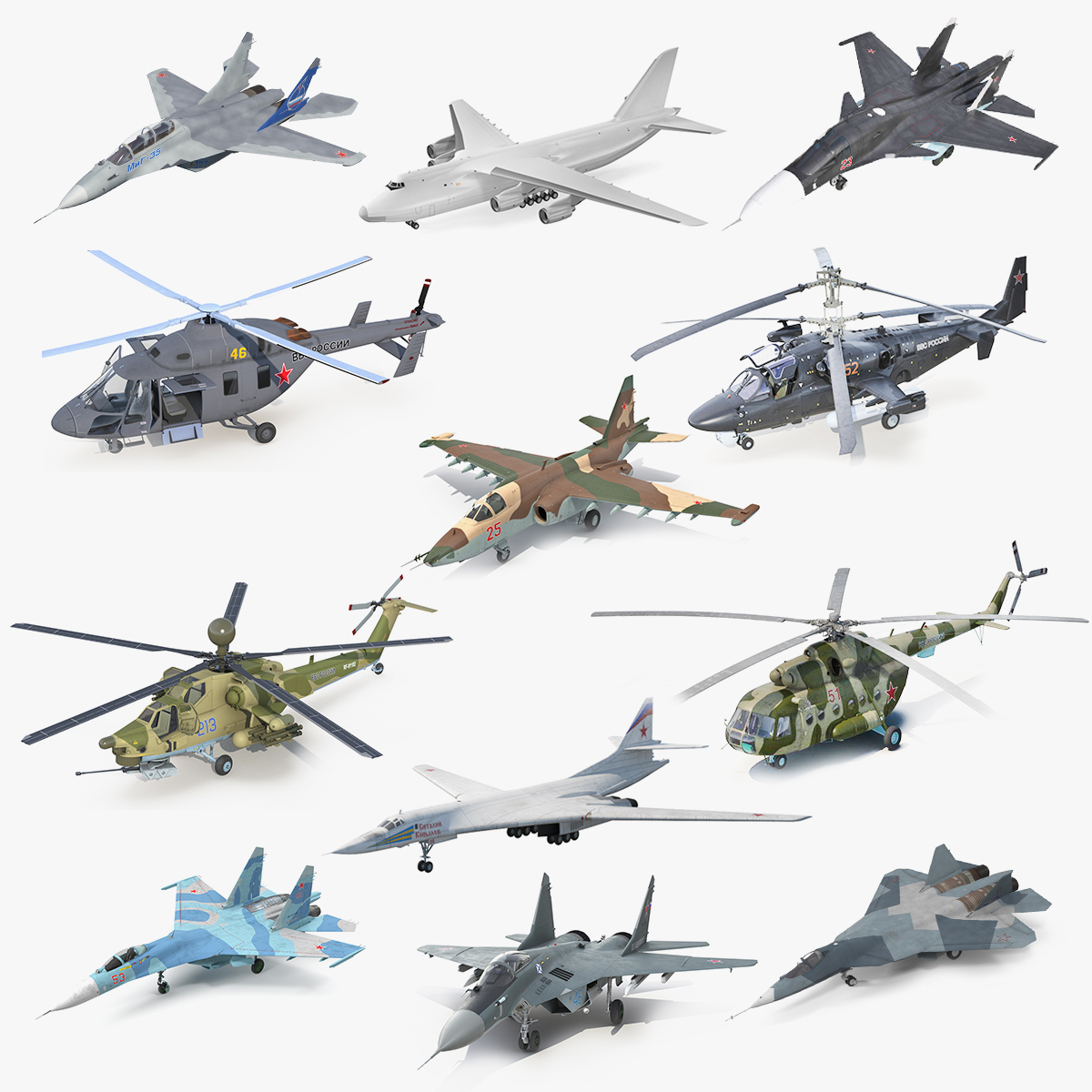 Russian Military Aircrafts Collection 5 3D model - TurboSquid 2010934