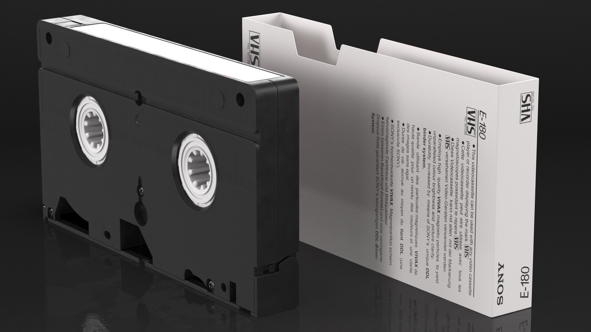 3D model Sony Dynamicron E180 VHS Cassette with Cover - TurboSquid 1787317