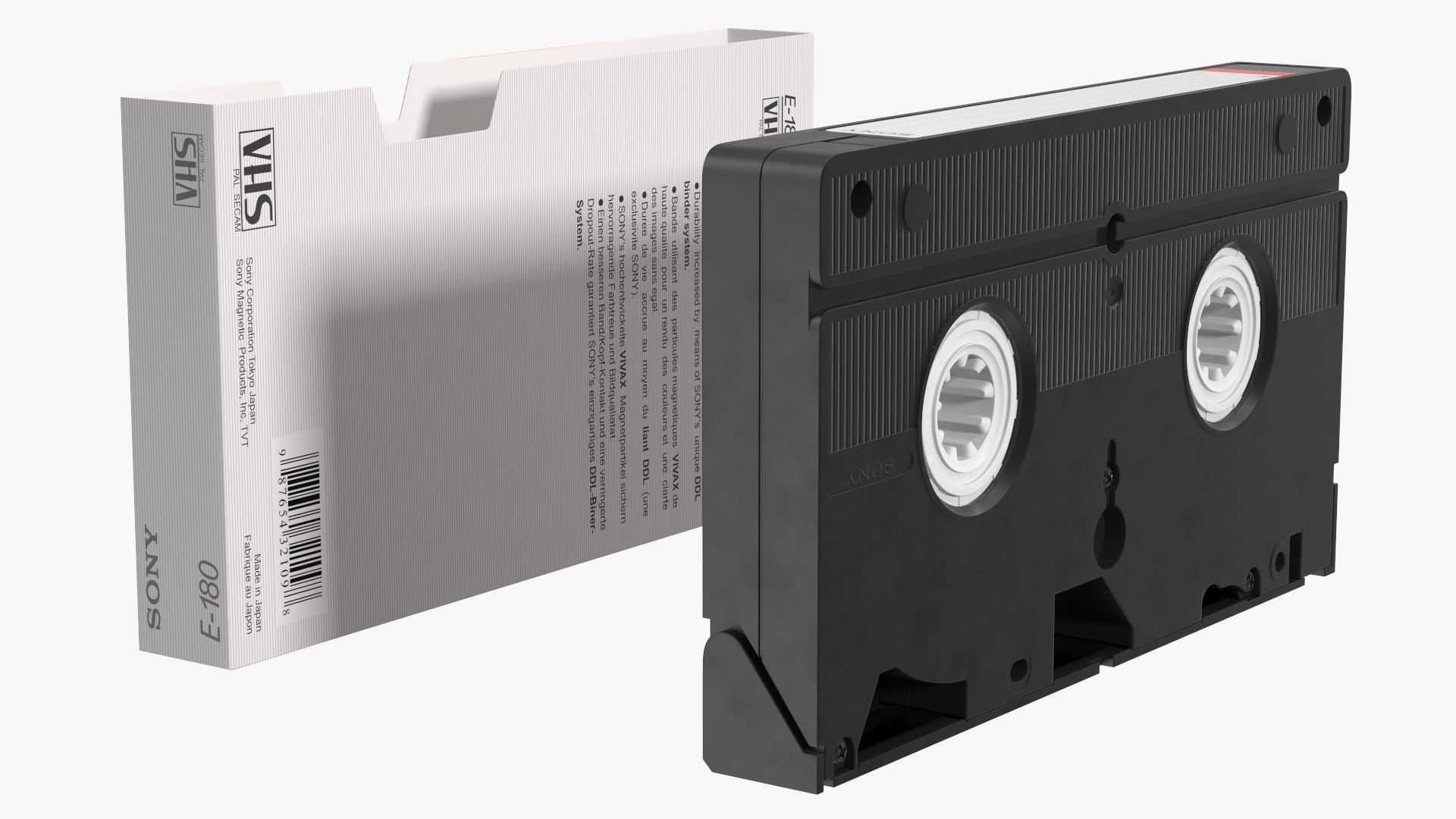 3D model Sony Dynamicron E180 VHS Cassette with Cover - TurboSquid 1787317