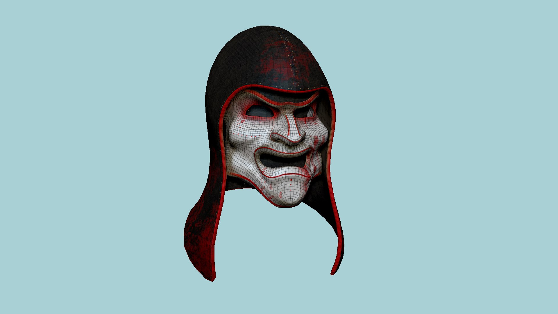 3D Model Assassin Mask A04 Red Blood - Character Design Fashion ...