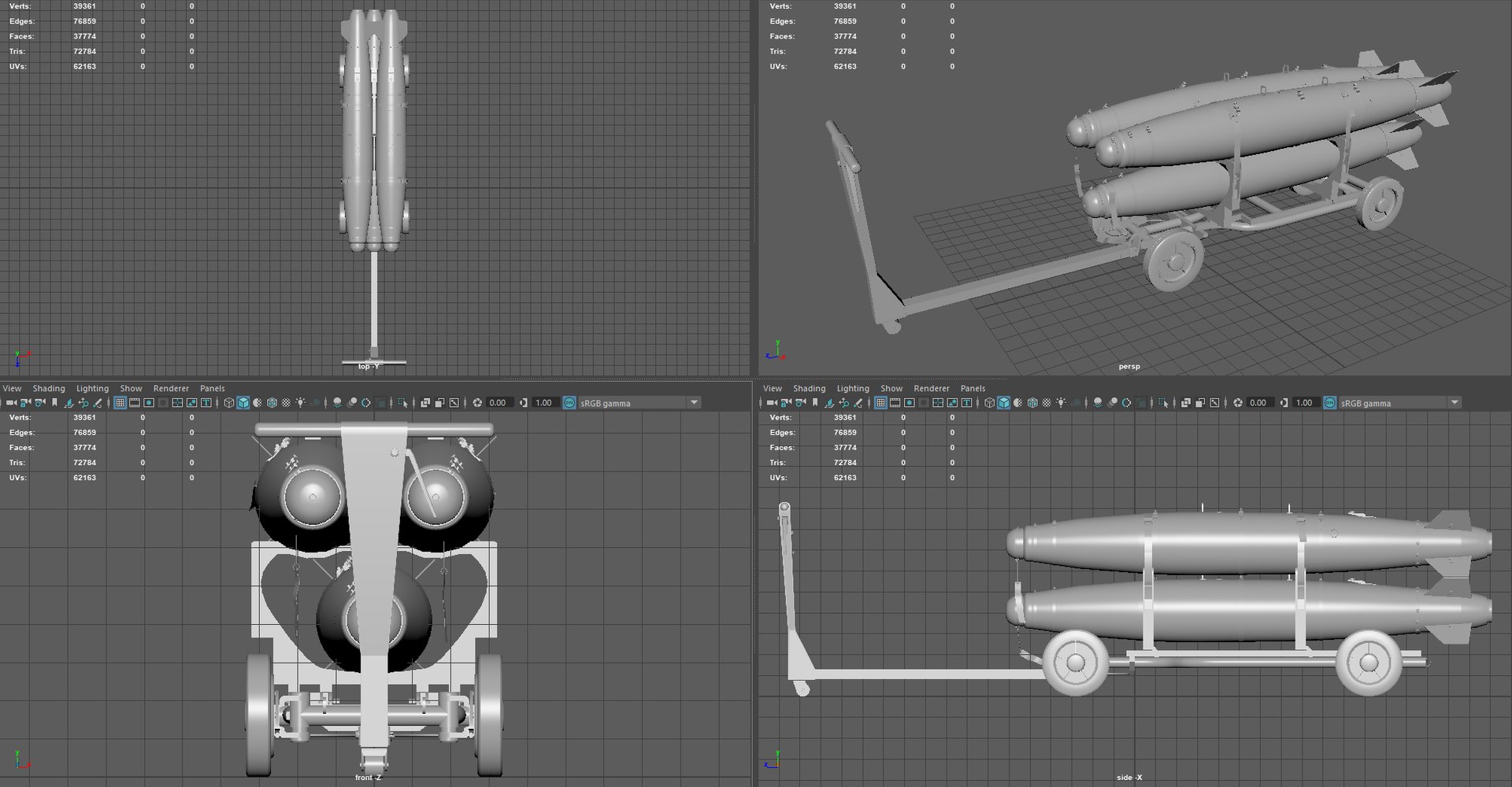 3D USN MHU-191 Bombs Cart With GBU-38 Laser JDAM Bombs Model ...