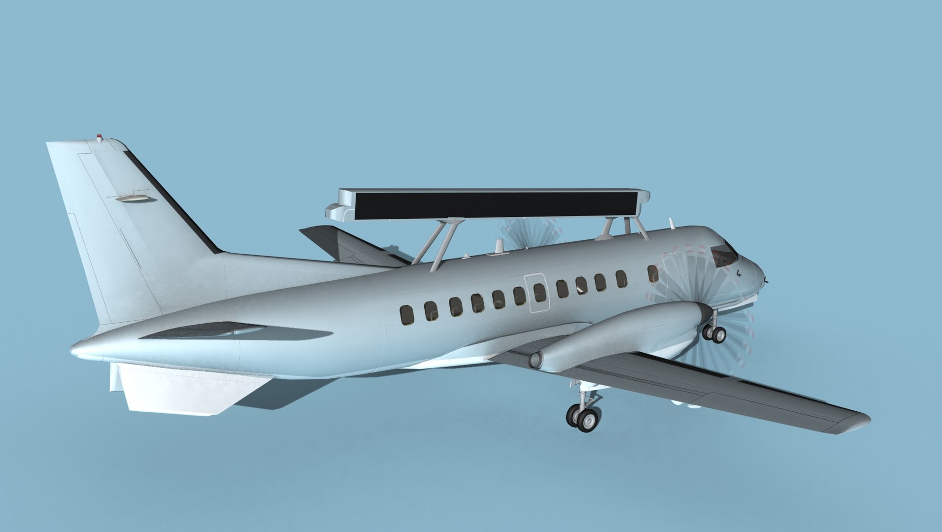 3D Model SAAB SF340 AEWAC V03 Unmarked - TurboSquid 1925161