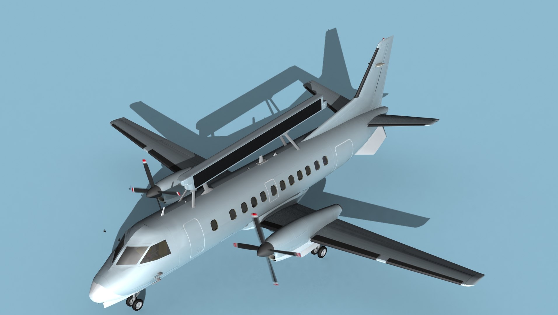 3D Model SAAB SF340 AEWAC V03 Unmarked - TurboSquid 1925161