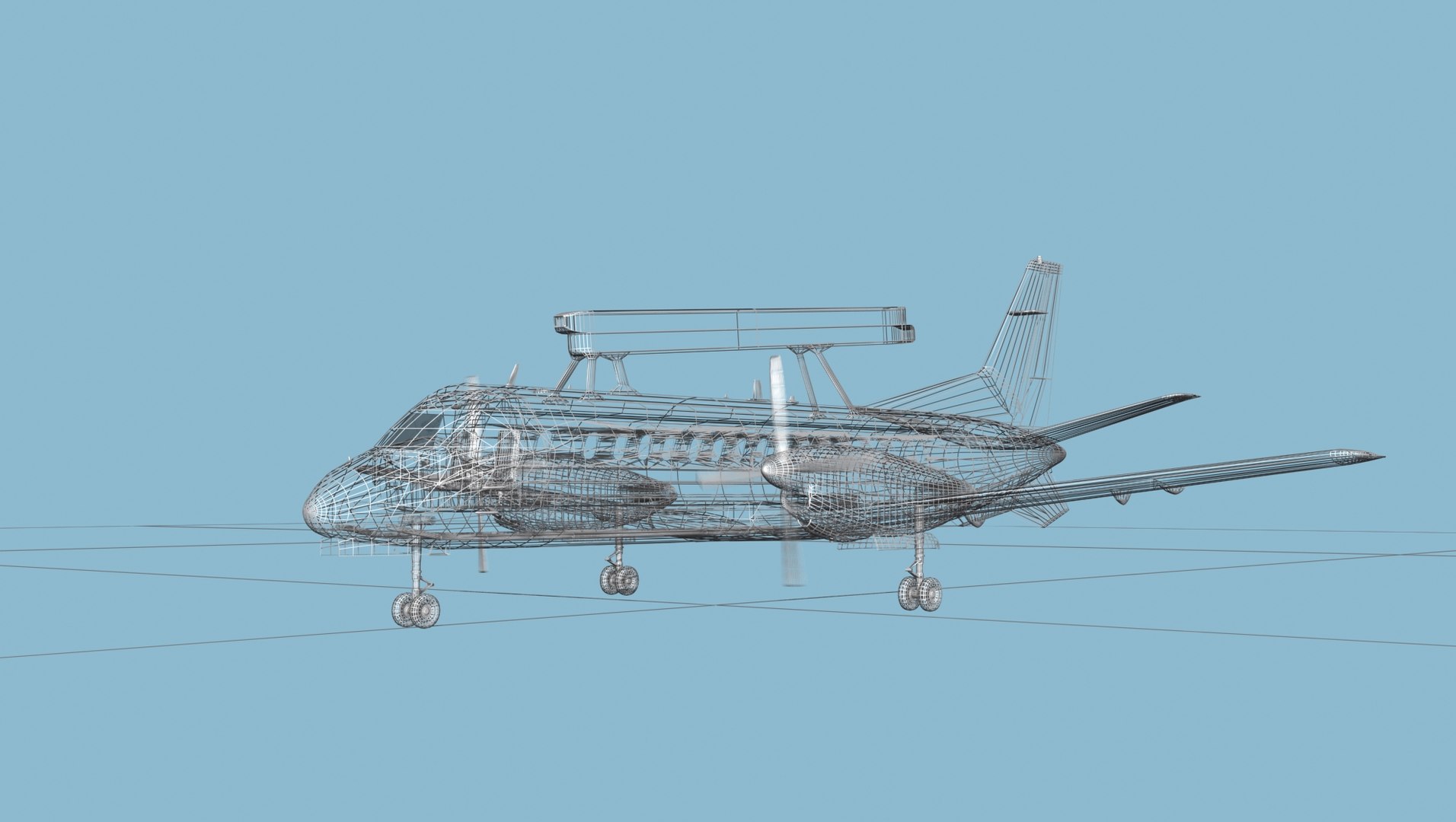 3D Model SAAB SF340 AEWAC V03 Unmarked - TurboSquid 1925161
