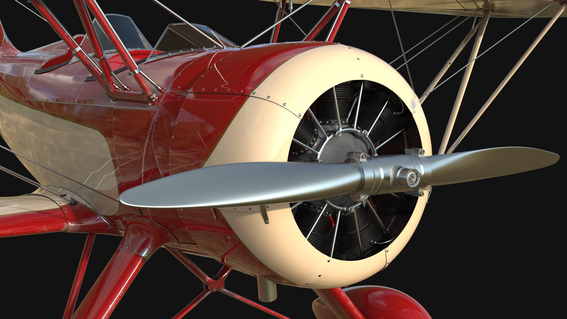 Waco Upf-7 Biplane 3d Ma