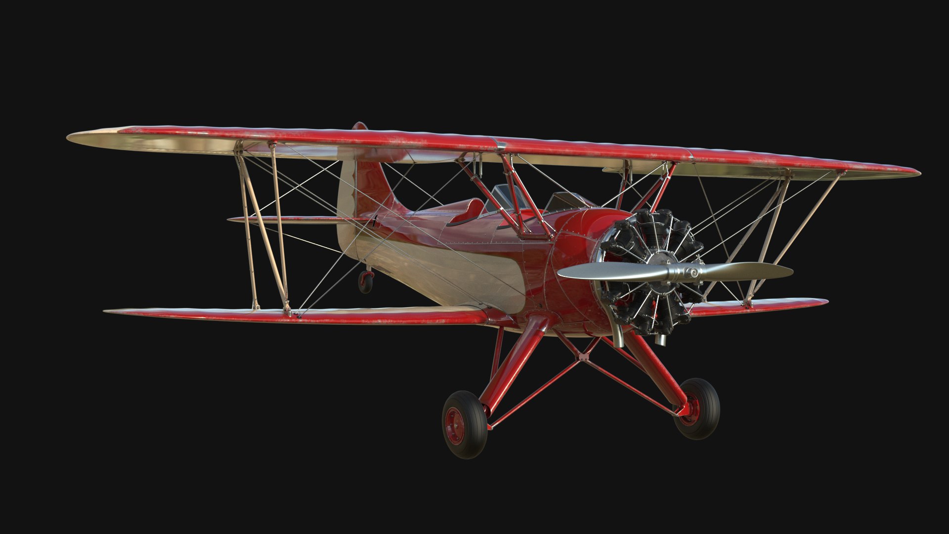 Waco Upf-7 Biplane 3d Ma