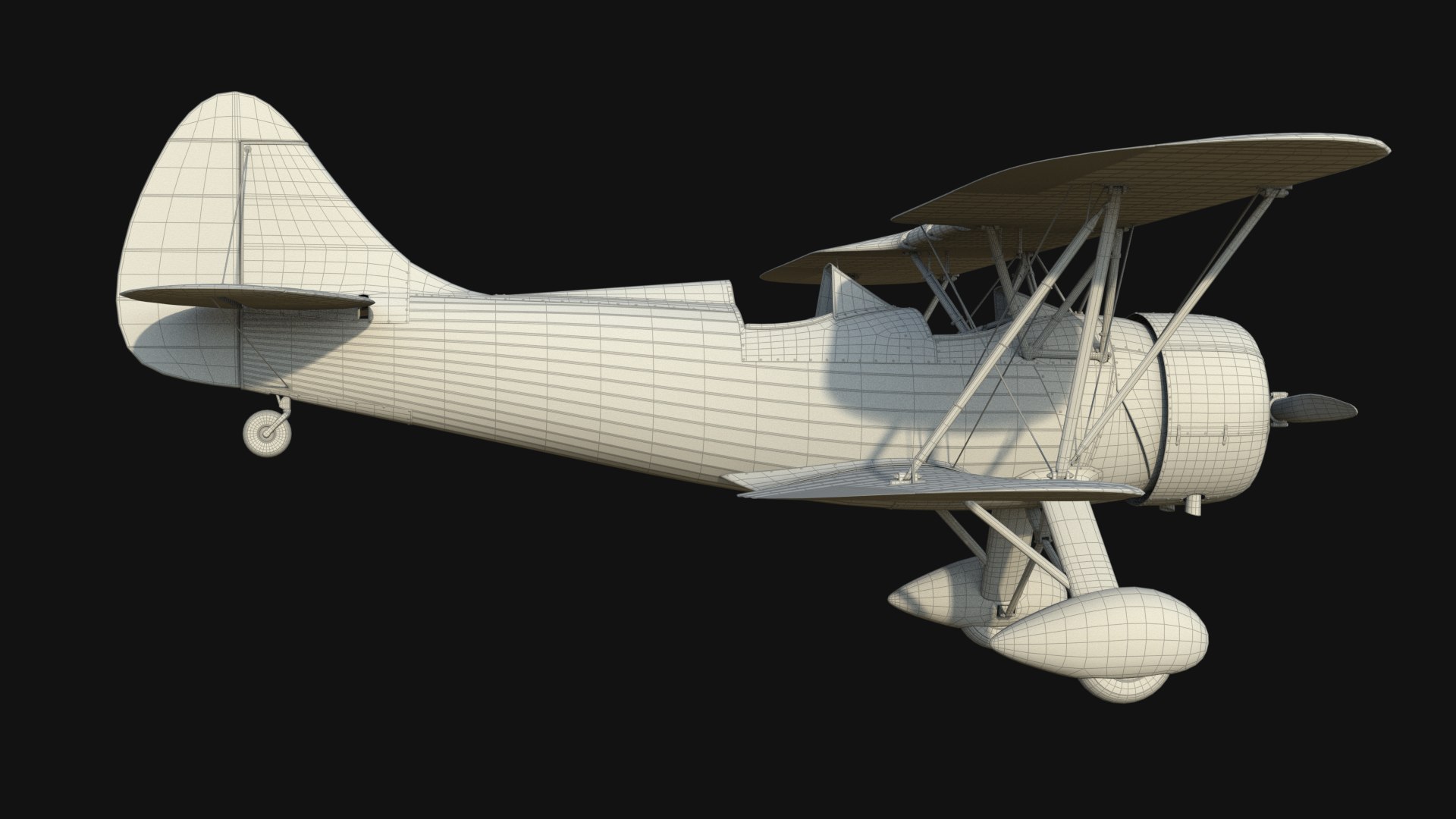 waco upf-7 biplane 3d ma