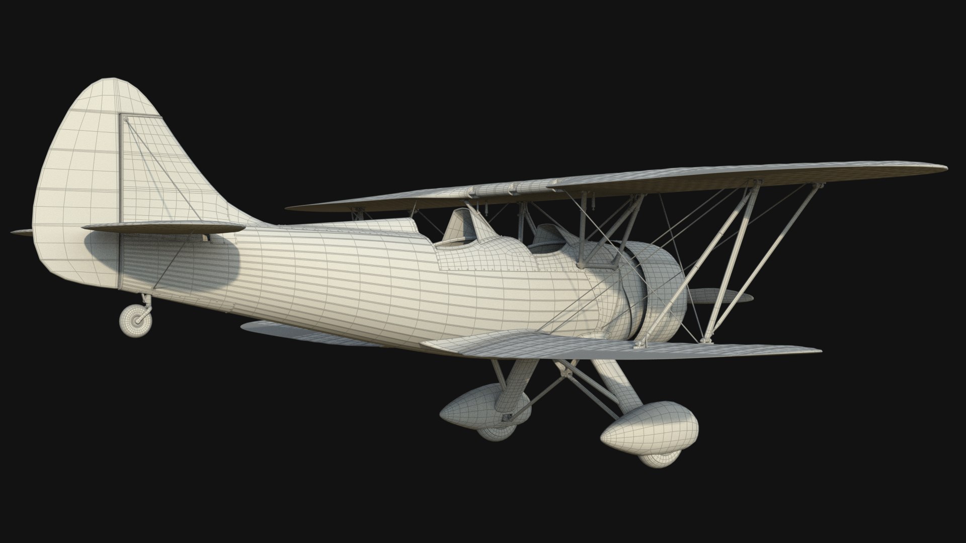 waco upf-7 biplane 3d ma