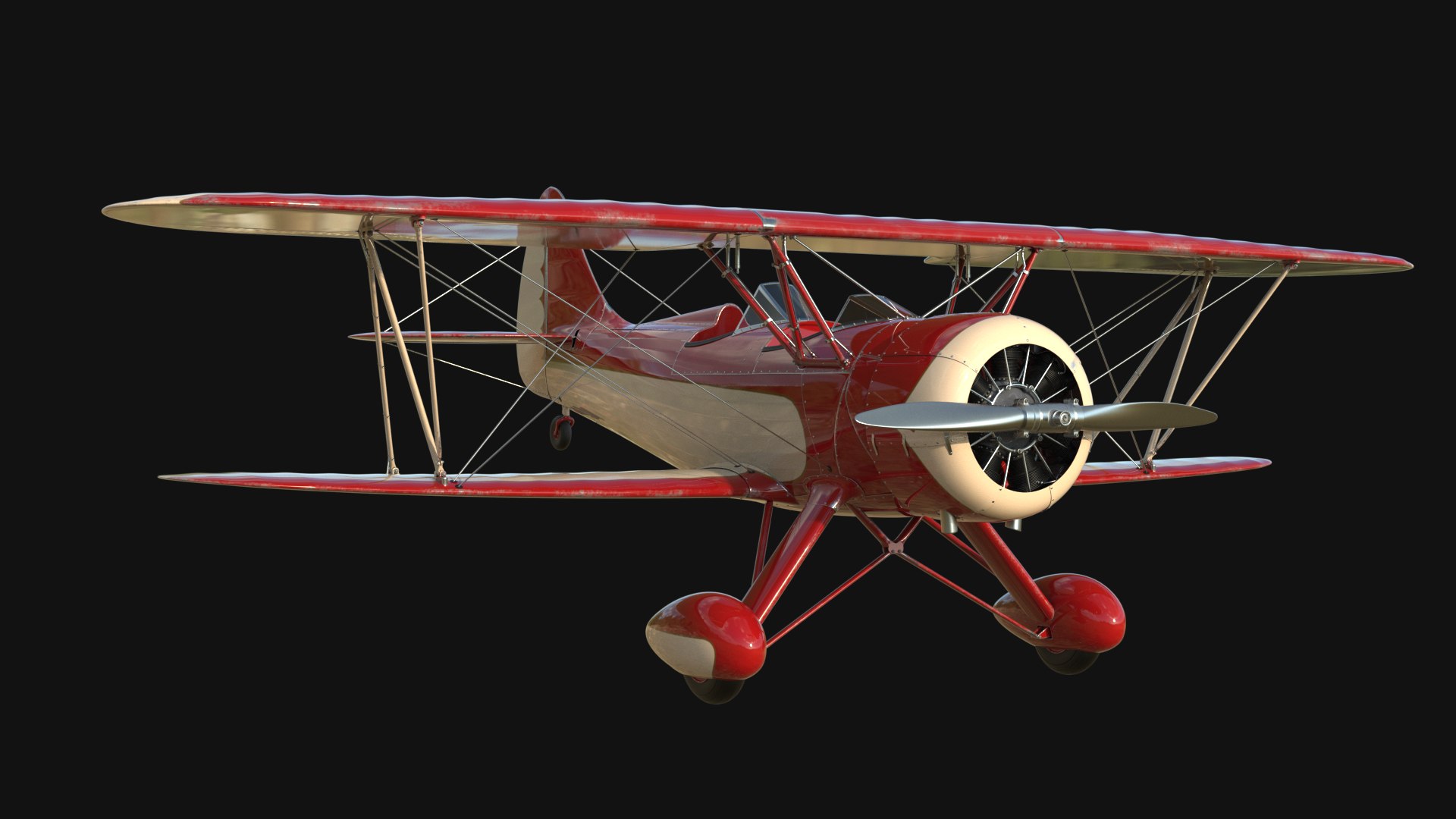 waco upf-7 biplane 3d ma