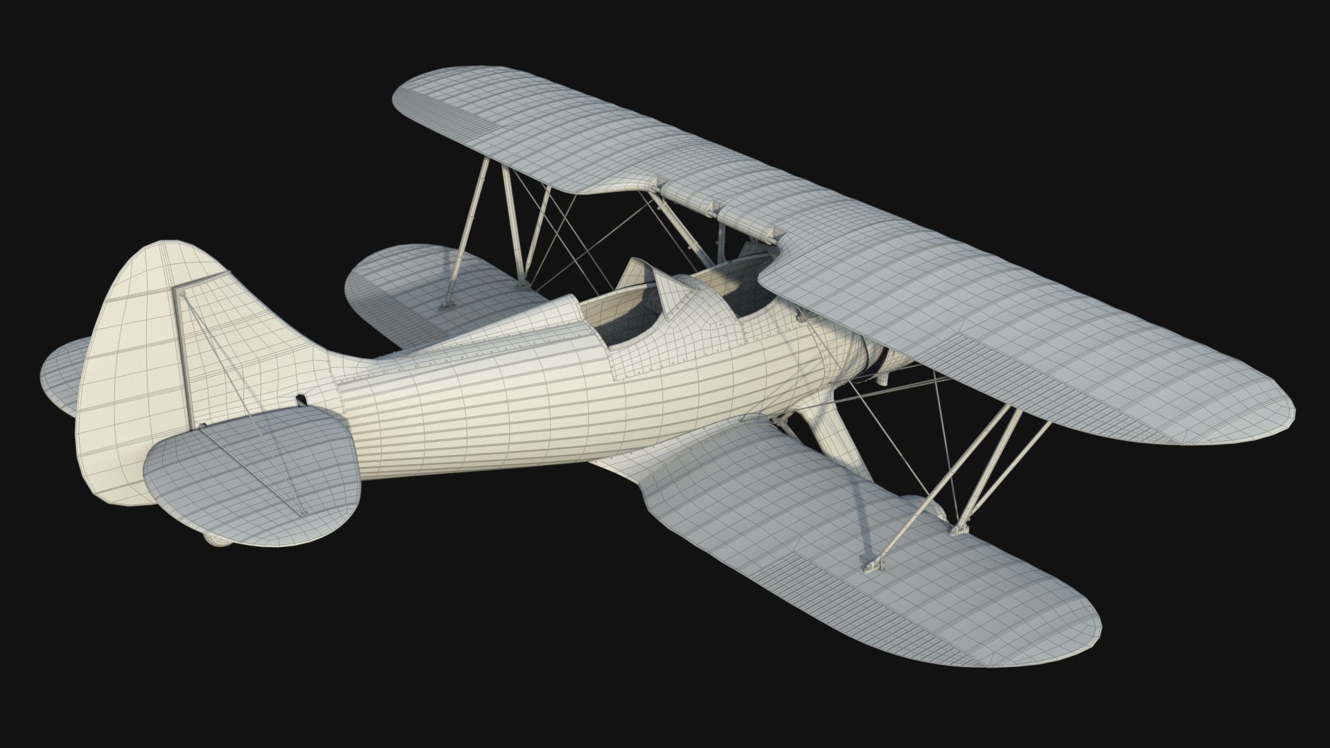 waco upf-7 biplane 3d ma