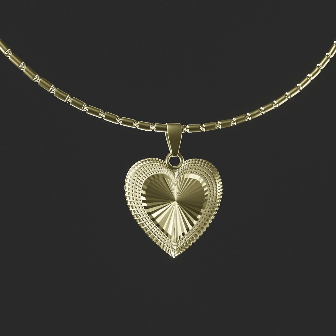 3D Model Heart Shaped Locket Chain - TurboSquid 1902215