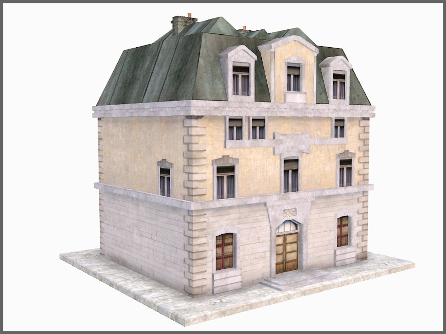 3d model world war ii town
