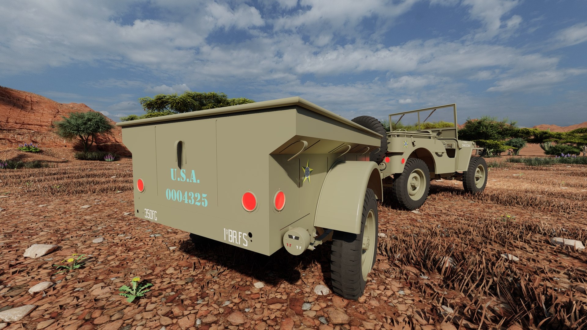 Ford GPW And Trailer 3D Model - TurboSquid 2228159