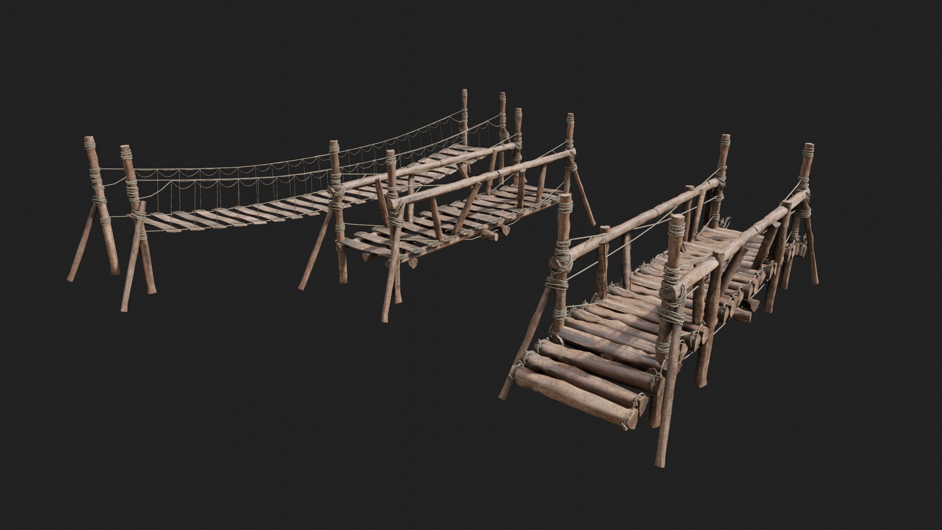 Medieval wooden bridges with 8k pbr textures 3D model - TurboSquid 1981563