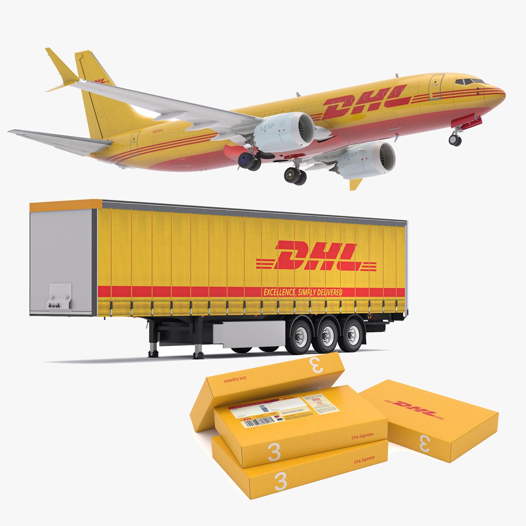 3D Model DHL Delivery Semi Trailer Boeing 737 Collection - TurboSquid ...