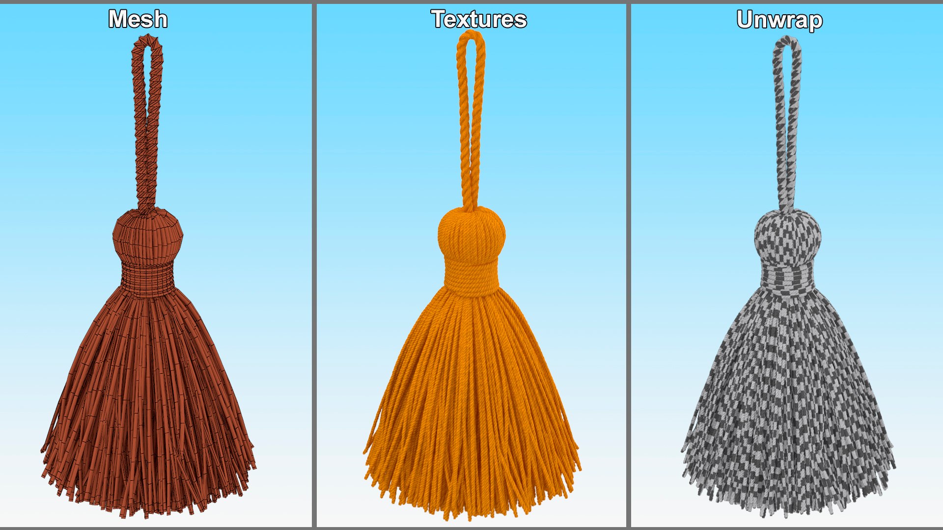 Yellow Yarn Tassel 3D Model - TurboSquid 2179933