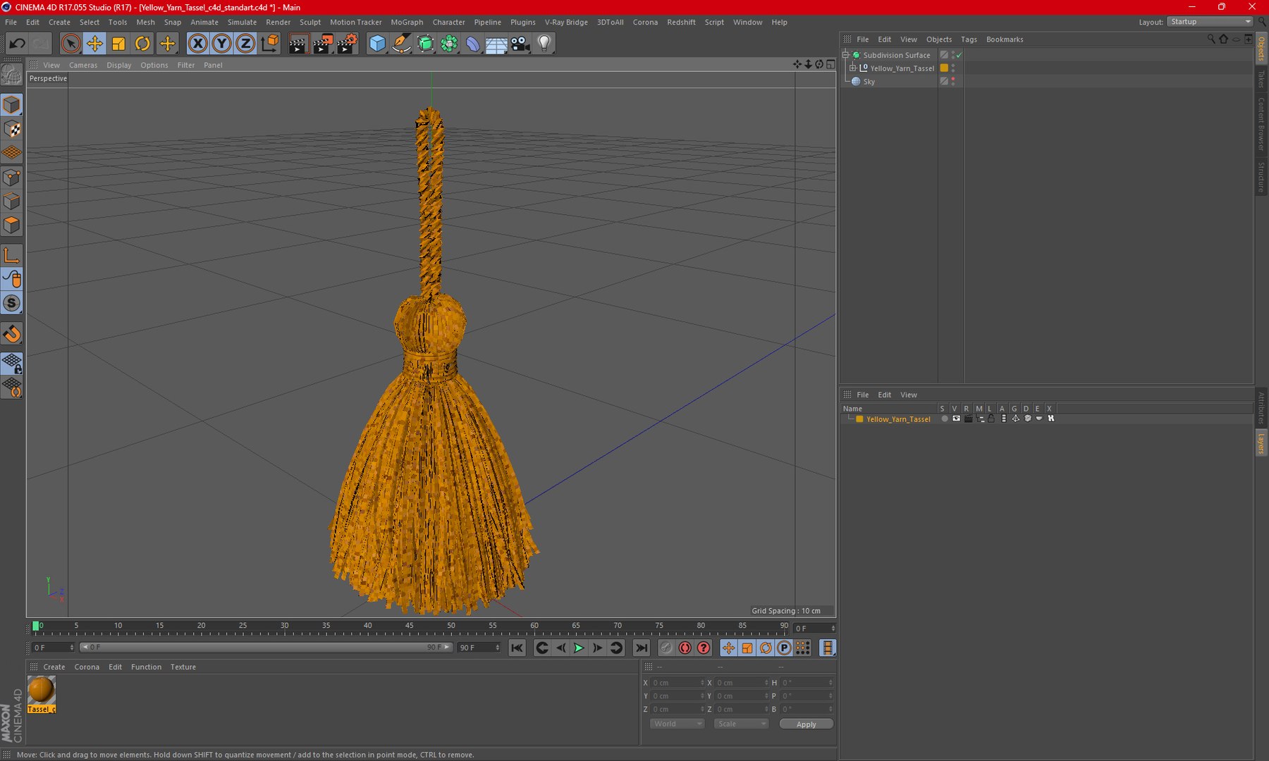 Yellow Yarn Tassel 3D Model - TurboSquid 2179933