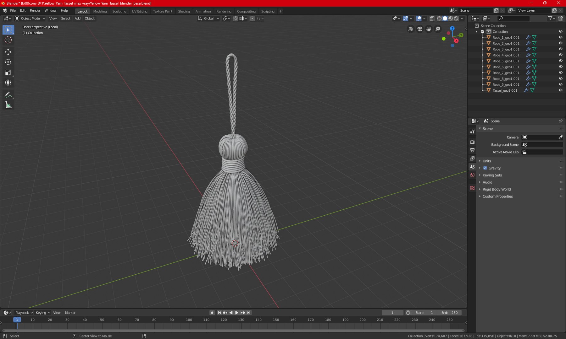 Yellow Yarn Tassel 3D Model - TurboSquid 2179933