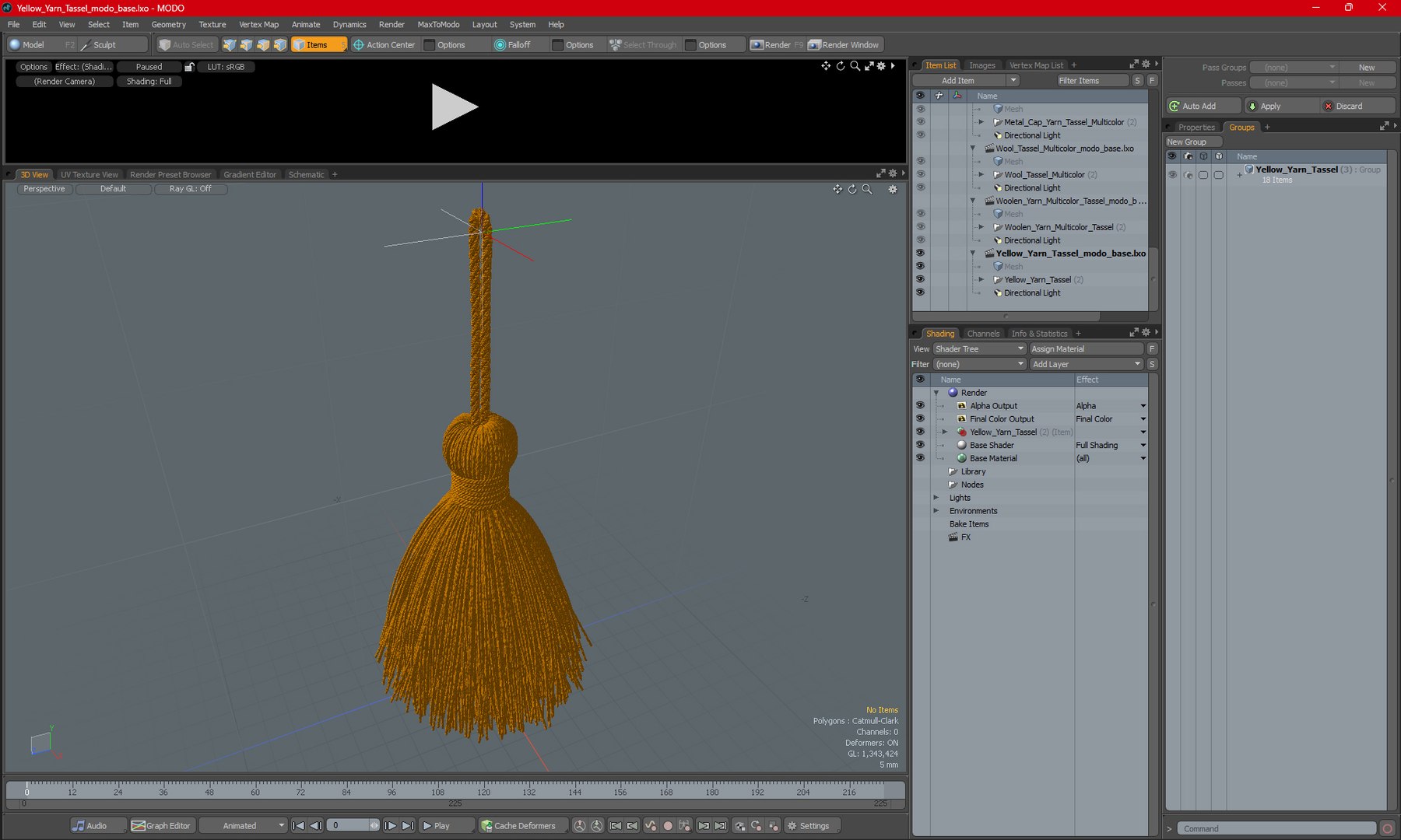 Yellow Yarn Tassel 3D Model - TurboSquid 2179933